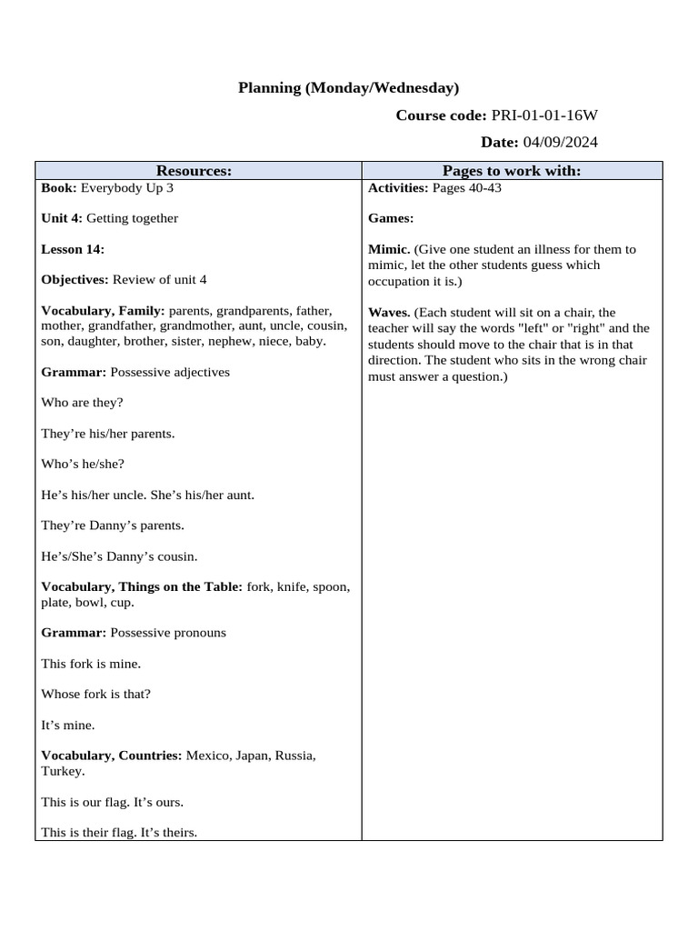 Everybody Up 3, Unit 4, Lesson 14. | PDF