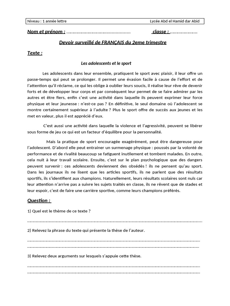 Devoir 1 Deusiem Tri Pdf