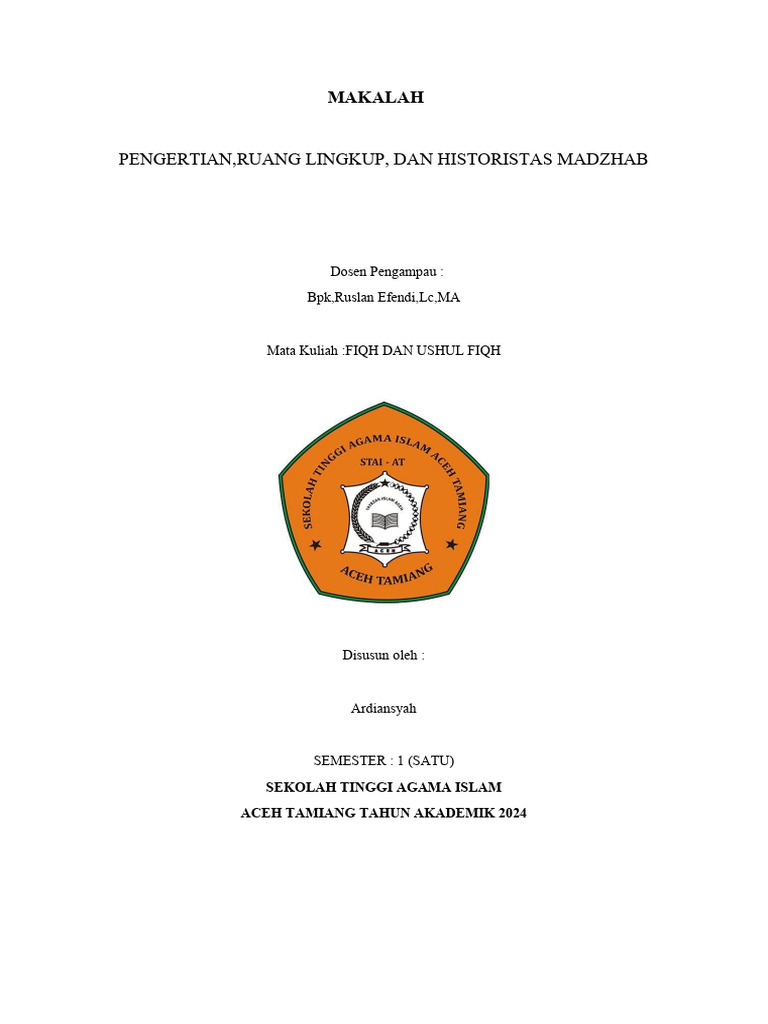 Makalah MK Fiqh Da Ushul Fiqh Ardiansyah | PDF