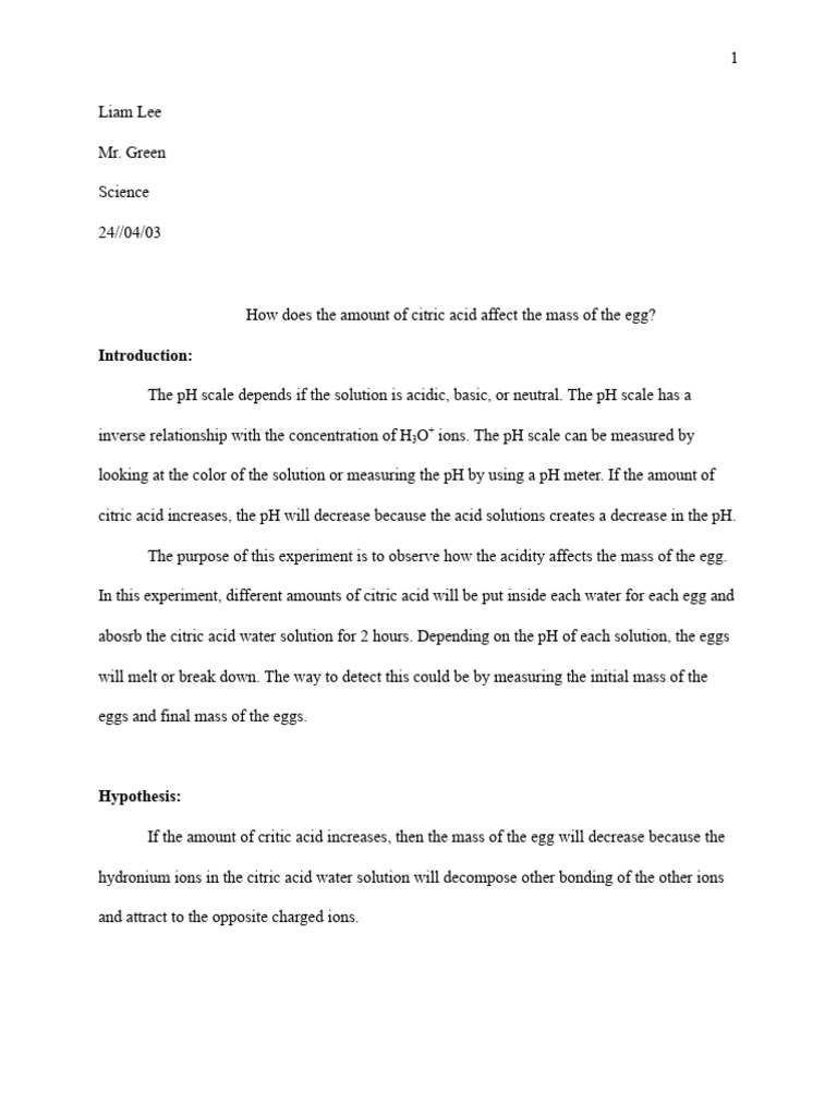 Final Draft Science Fair Report - Liam Lee | PDF
