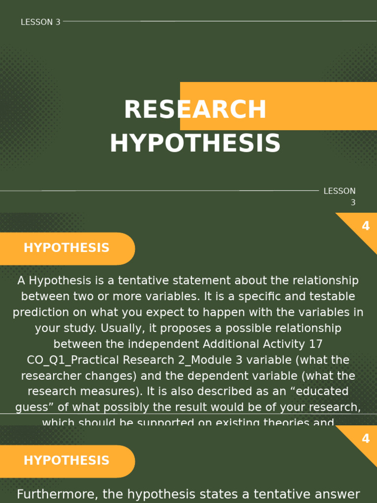 LESSON 3 RESEARCH HYPOTHESIS | PDF