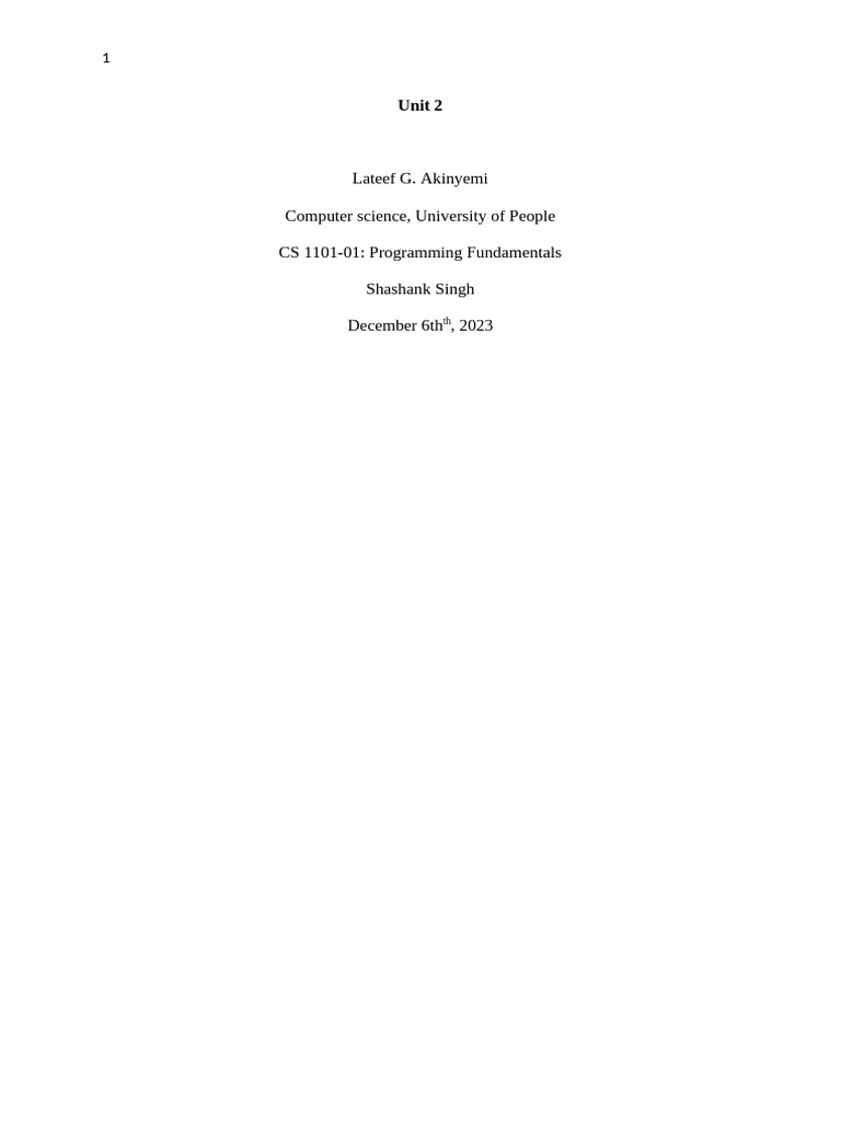 CS 1101-01 - Programming Assignment Unit 3 | PDF