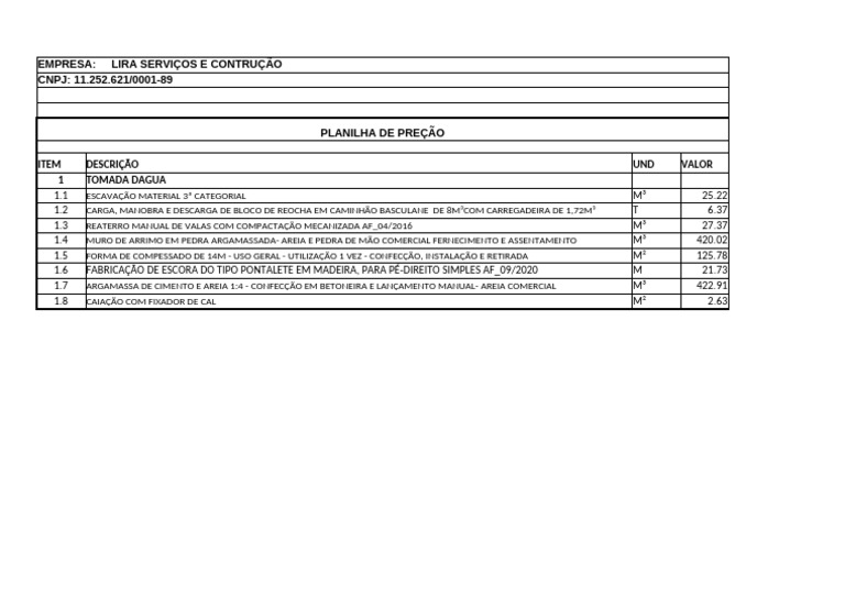 Folha de Preço | PDF