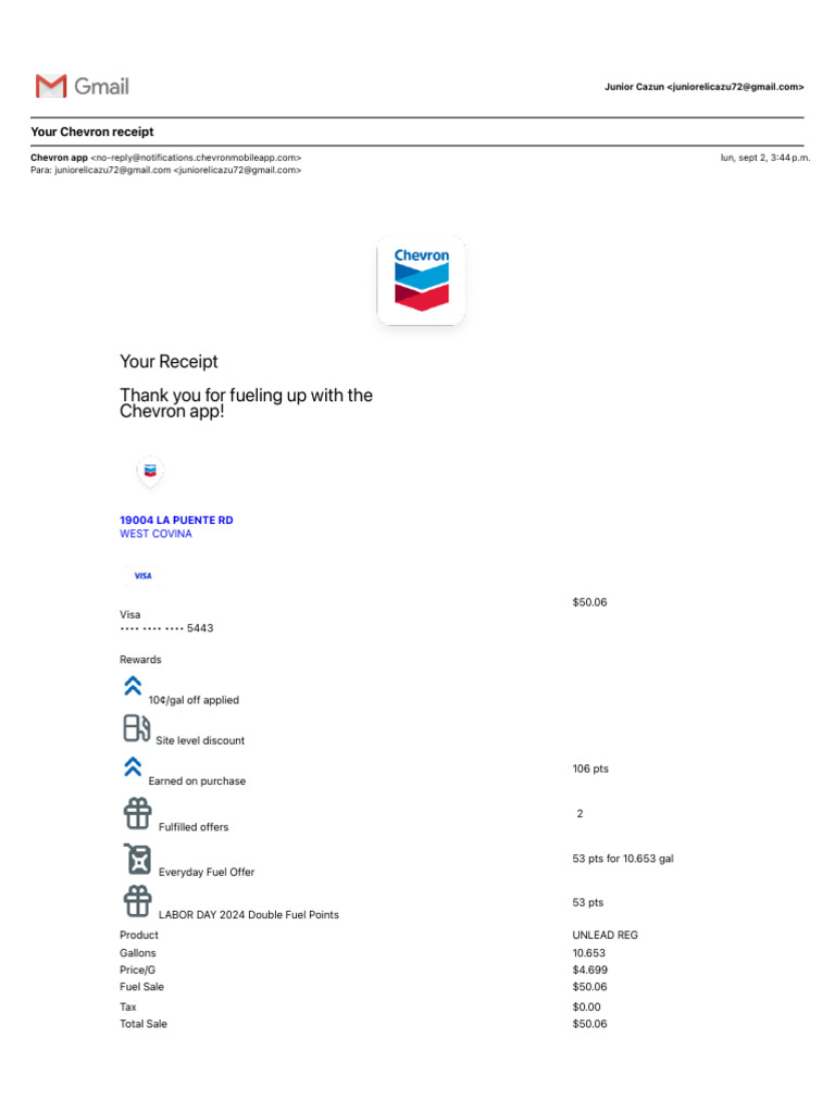 Your Chevron Receipt | PDF