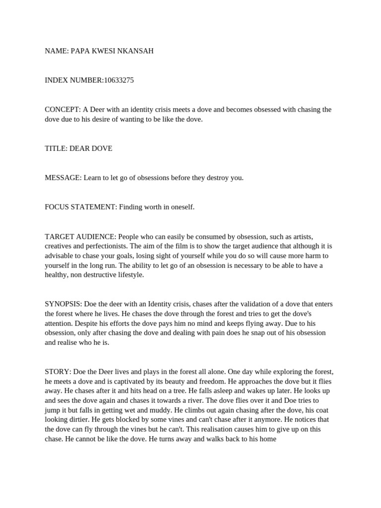 Level 400 Dear Dove Treatment | PDF