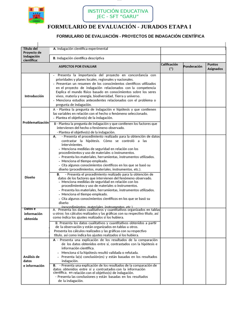 Formulario de Evaluación Fencyt 2024 Jurados | PDF