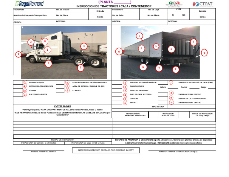 INSPECCION DE TRACTOR Y CAJA CONTENEDOR v3 | PDF