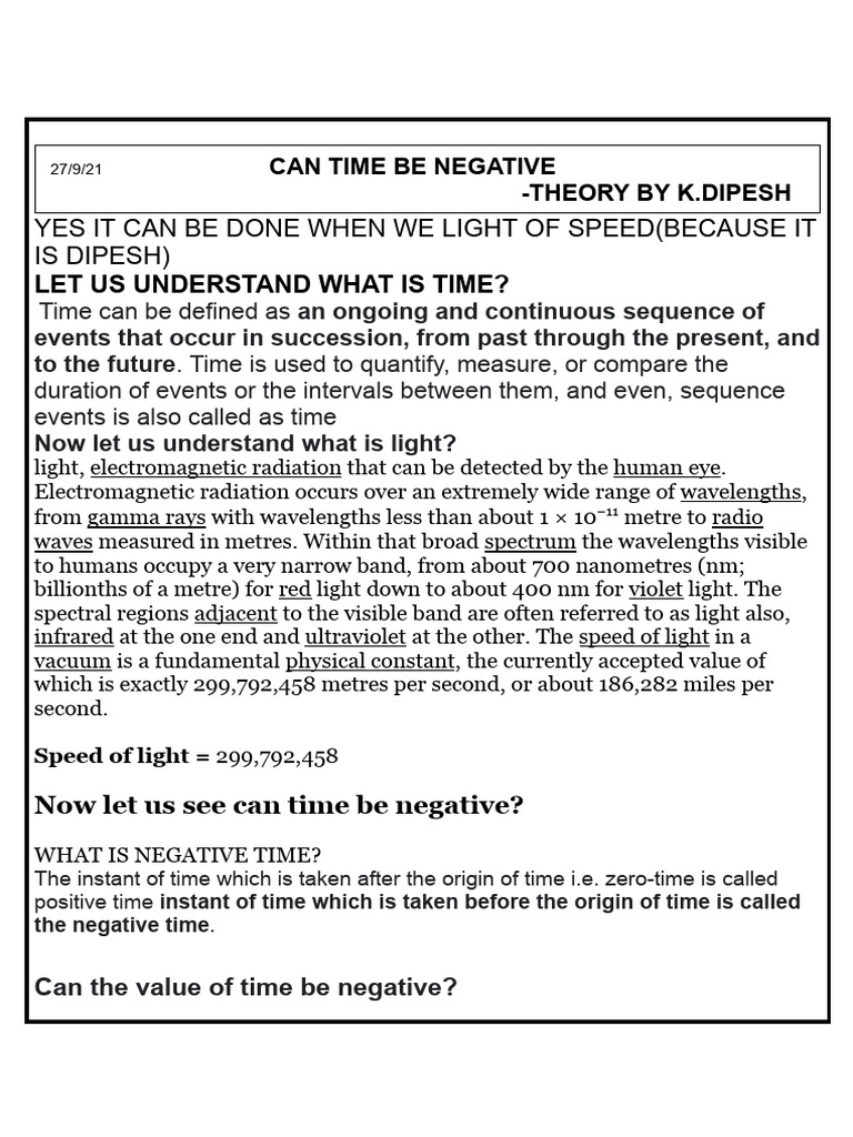 Can Time Be Negative | PDF