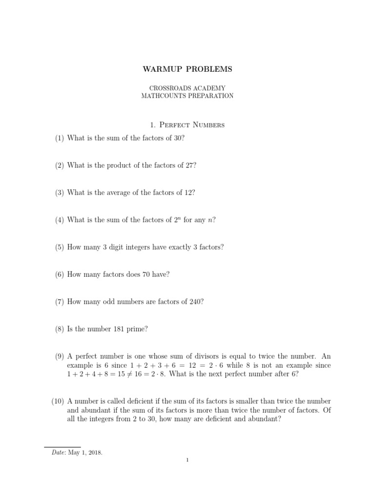 Understanding Perfect Numbers | PDF | Teaching Methods & Materials