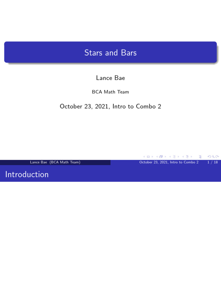 Lecture 2 Stars and Bars | PDF | Permutation | Discrete Mathematics