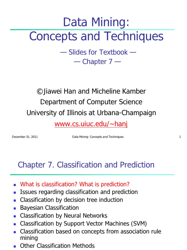 Chapter 7 Classification and Prediction 3735 | PDF | Statistical ...