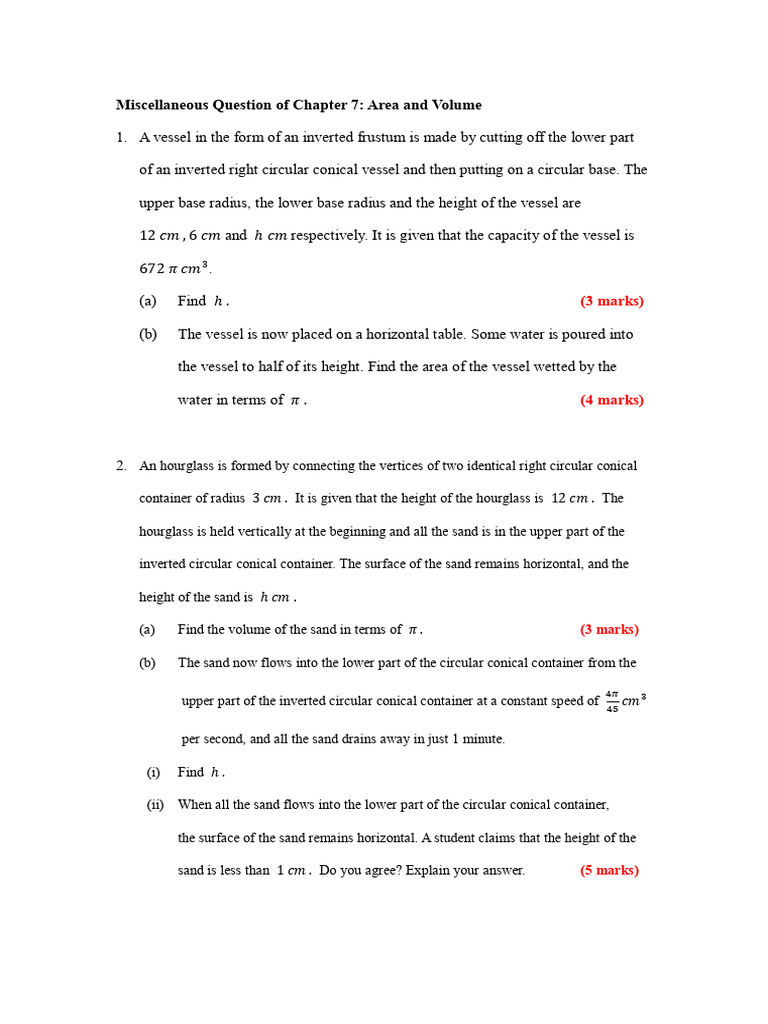 Miscellaneous Question of Form 3 Chapter 7 | PDF