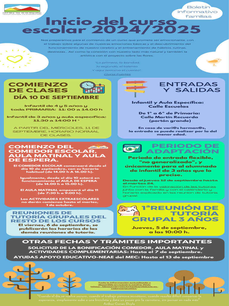 Boletín Familias Inicio de Curso 2425 | PDF