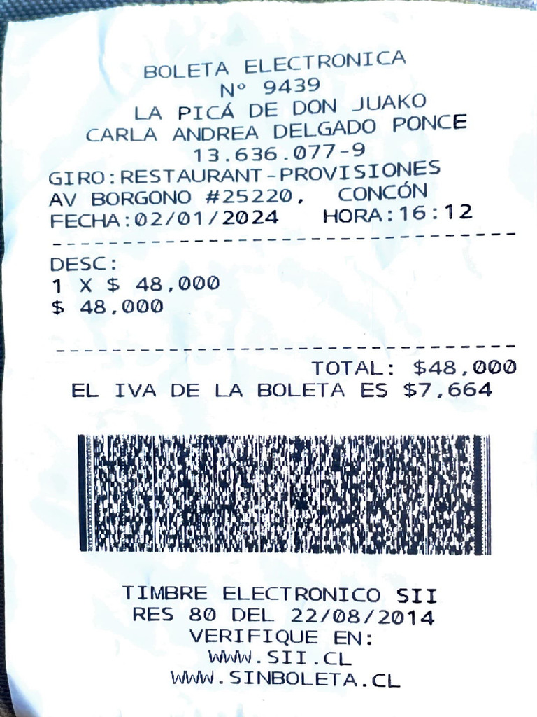 Boleta La Pica de Don Juako | PDF