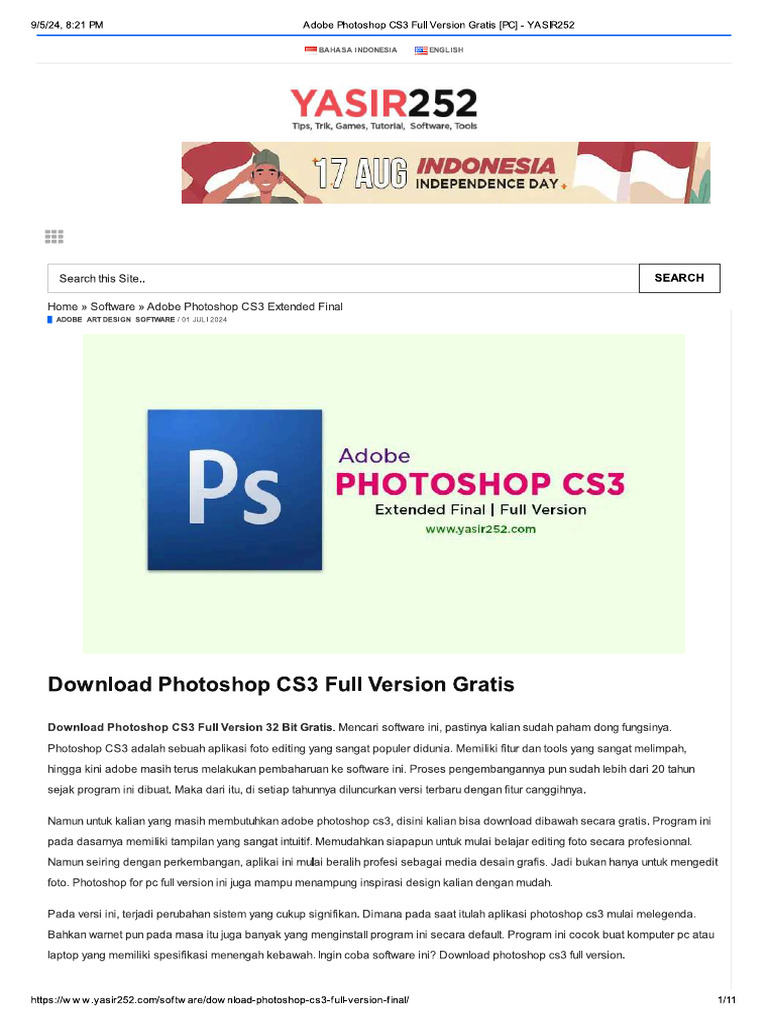 Adobe Photoshop CS3 Full Version Gratis (PC) - YASIR252 | PDF