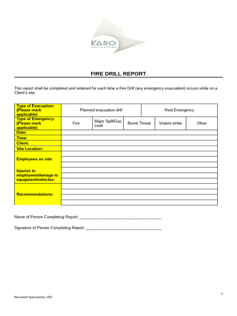 REG026 Fire Drill Report | PDF