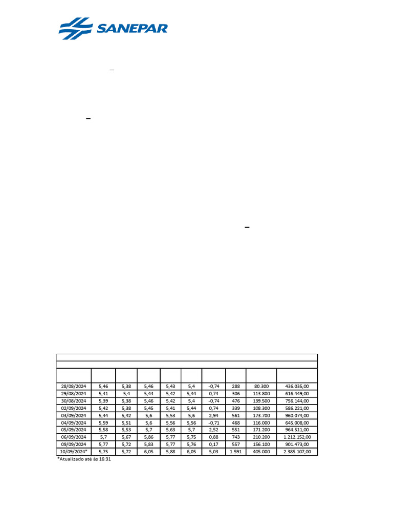 Comunicado Ao Mercado Sanepar 2024 09 11 PRBKWJMR | PDF