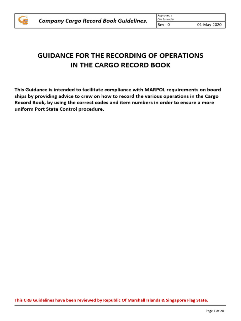 Cargo Record Book Guideline | PDF