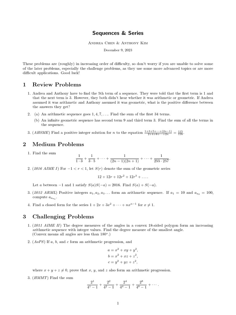 PSET Sequences Series | PDF