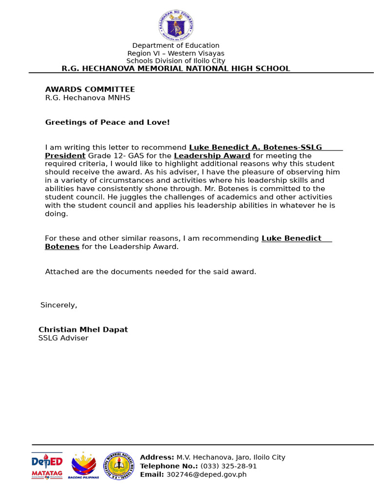 COMMENDATION LETTER | PDF