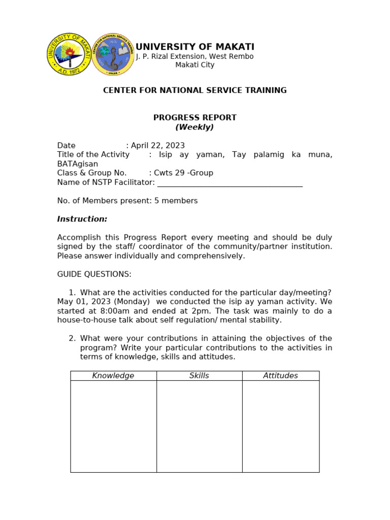 Progress Report | PDF