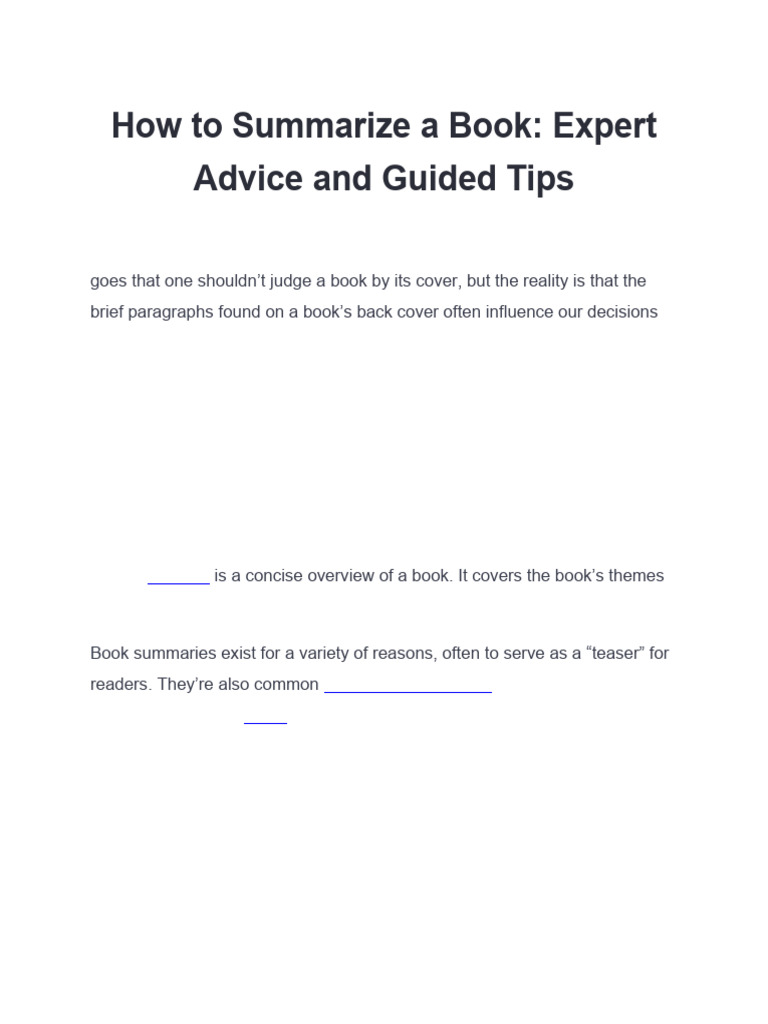 How To Summarize A Book | PDF