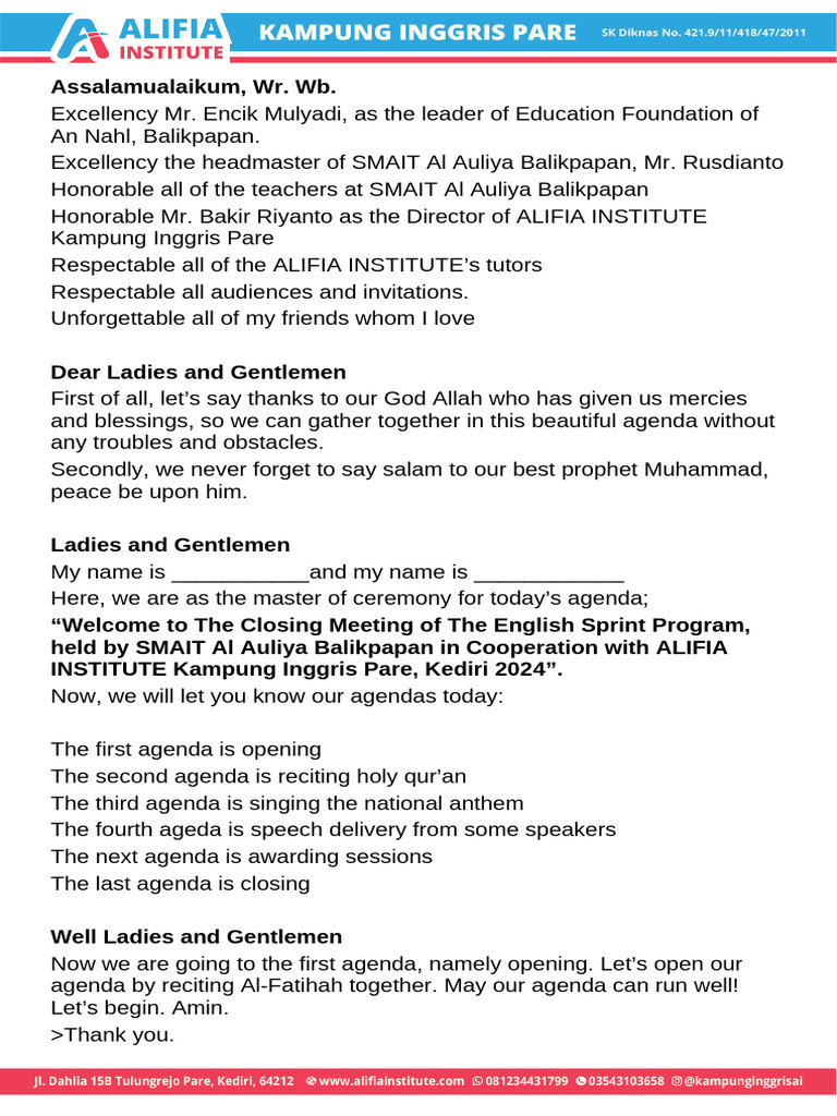 Teks MC Formal | PDF