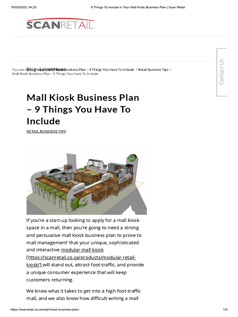 9 Things To Include in Your Mall Kiosk Business Plan - Scan Retail | PDF