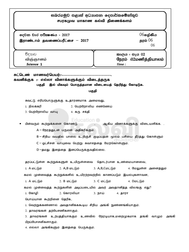 gr6 Ta Science 2017 Term - 2 | PDF