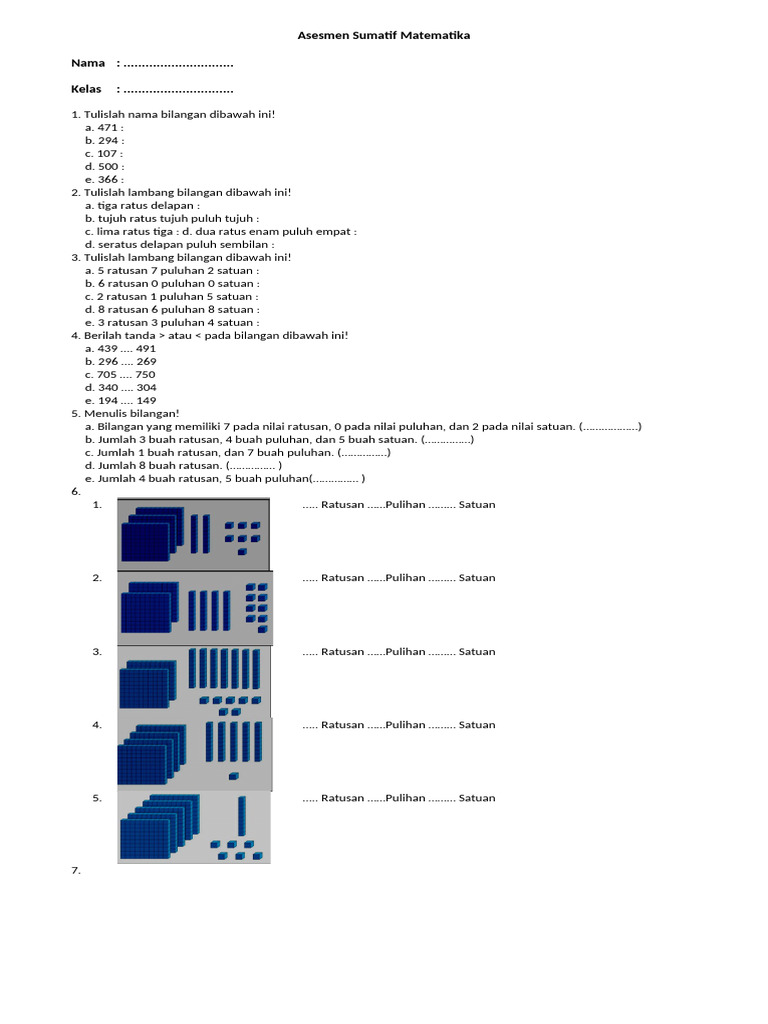 Asesmen Sumatif Matematika Kls 2 | PDF