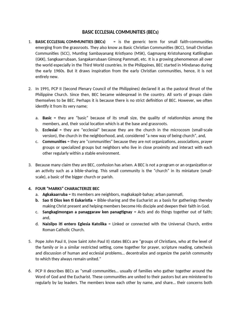 Basic Ecclesial Communities | PDF