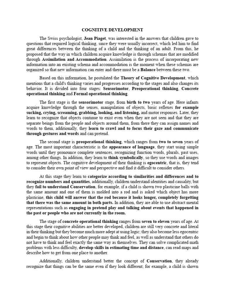 Cognitive Development | PDF