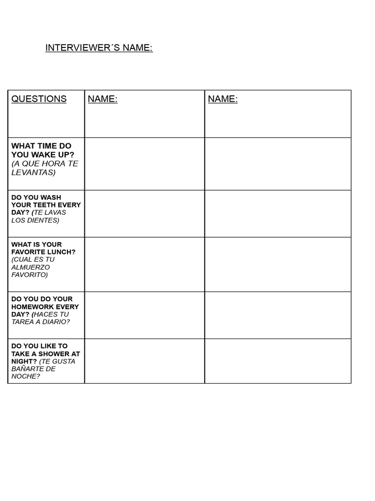 Interview Sheet | PDF