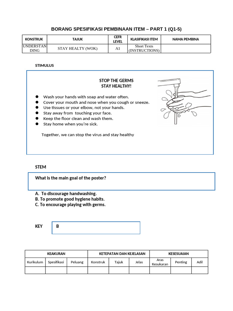 Borang Spesifikasi Pembinaan Item – Part 1.No 5 | PDF