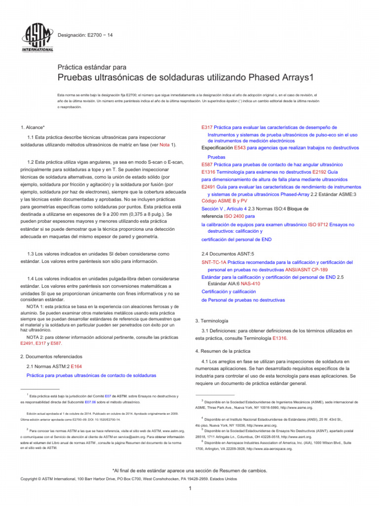 ASTM E2700-14 Standard Practice For Contact Ultrasonic Testing of Welds ...