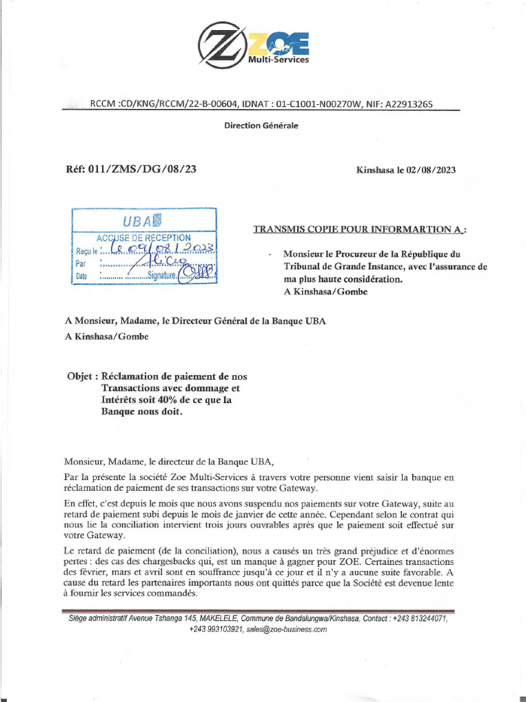 Accusé de Réception | PDF