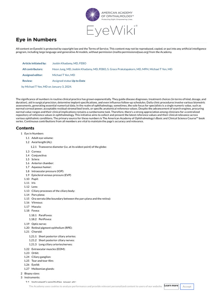 Eye in Numbers - EyeWiki | PDF