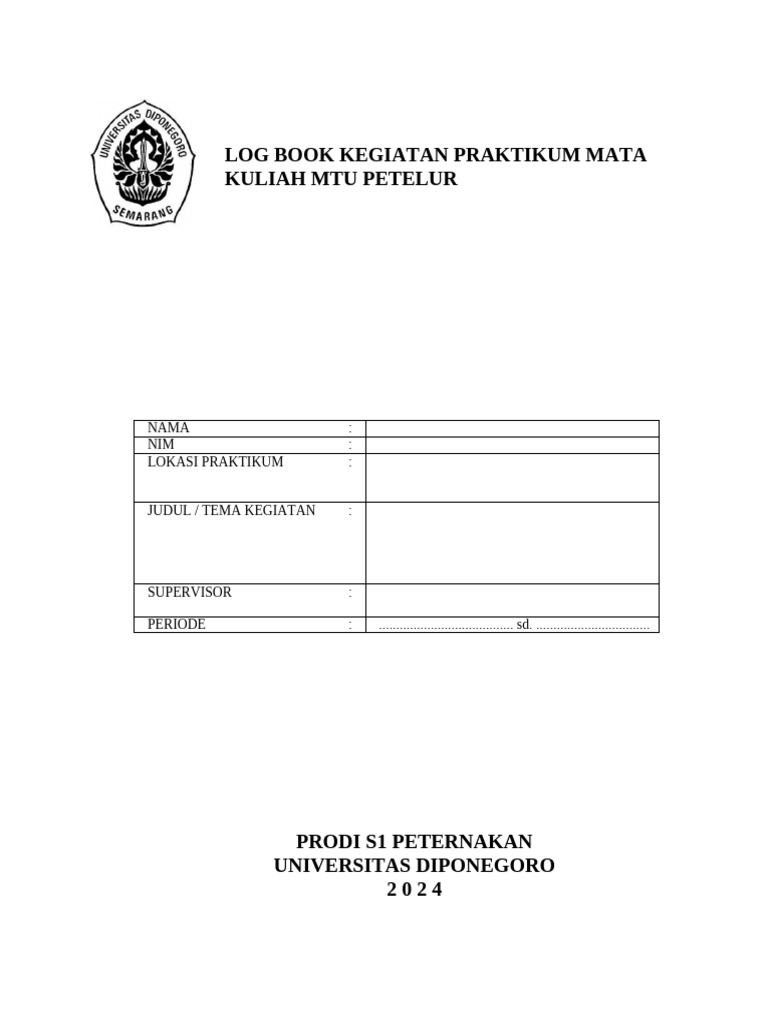 Format Logbook Mtu Petelur 2024 Fix | PDF