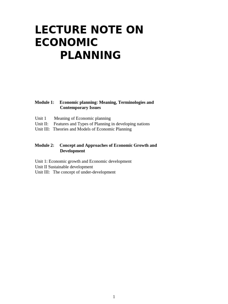 Edited Economic Planning-1 | PDF