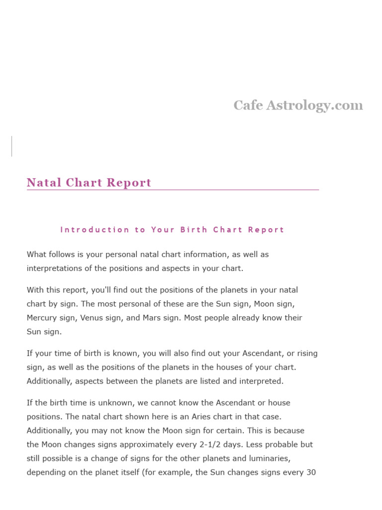 Natal Chart Report Toni | PDF