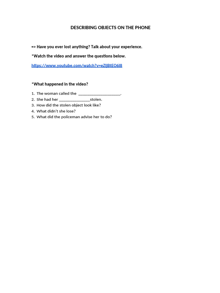Describing Objects On The Phone | PDF