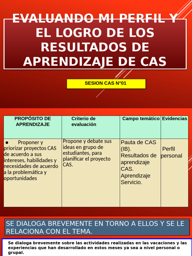 1er Sesión 5to Cas - Evaluando Mi Perfil y El Logro de Los Resultados | PDF