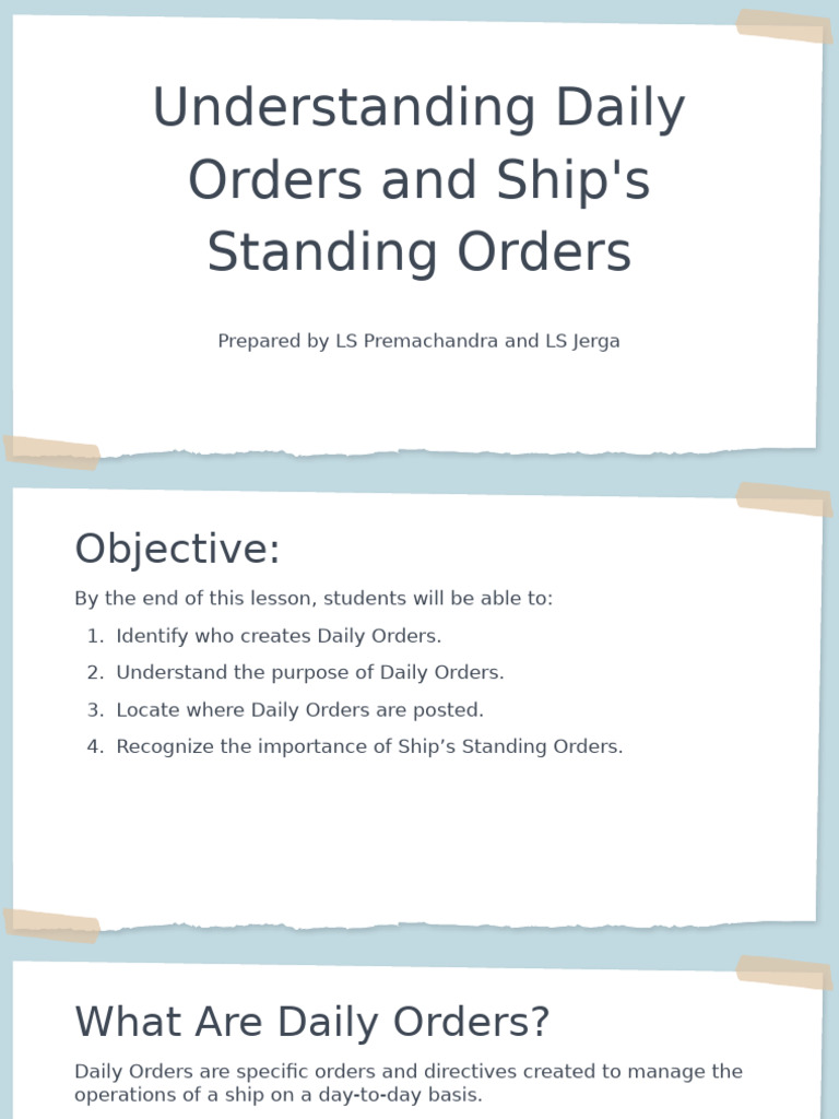 Understanding Daily Orders and Ship's Standing Orders | PDF