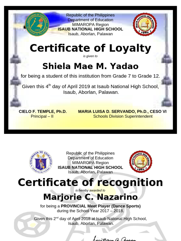 Certificates Content | PDF