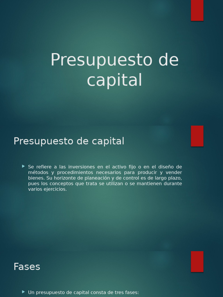 Presupuesto de Capital | PDF | Presupuesto | Finanzas y dinero