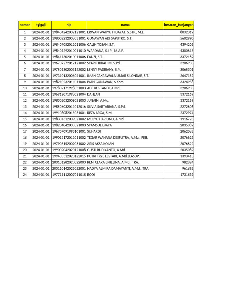 Template Data ARIP TPP PNS DISHUB KKU (JANUARI 2024) | PDF