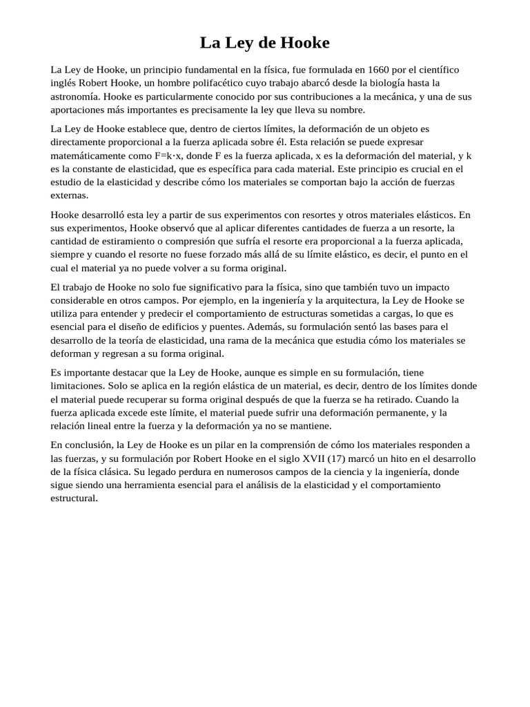 La Ley de Hooke | PDF