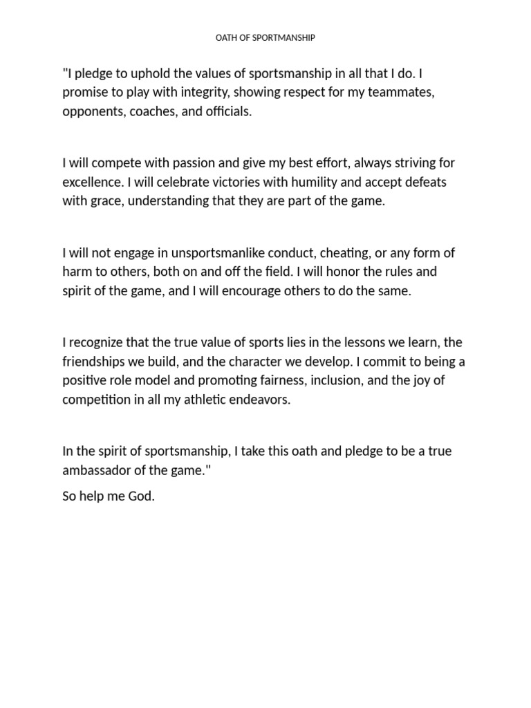 Oath of Sportmanship | PDF