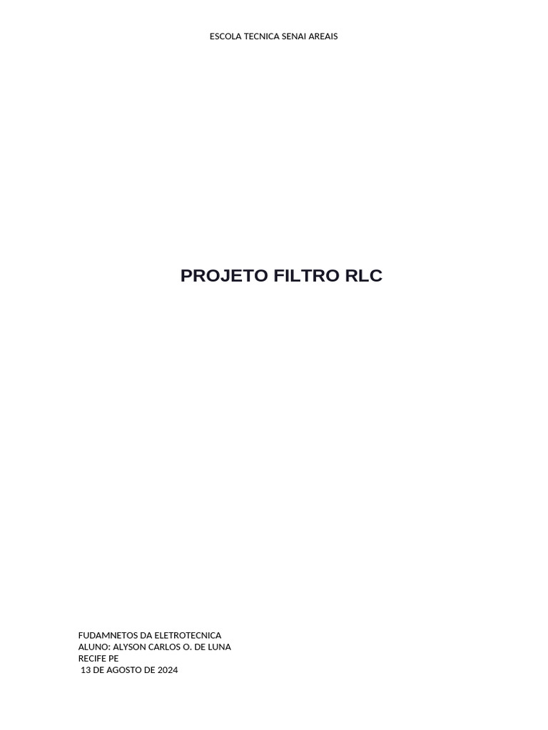 Projeto Filtro RLC | PDF