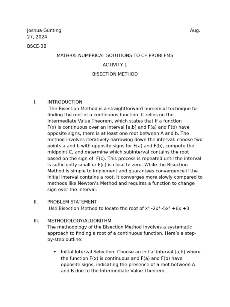 Bisection Method for Root Finding | PDF | Computational Science | Science & Mathematics